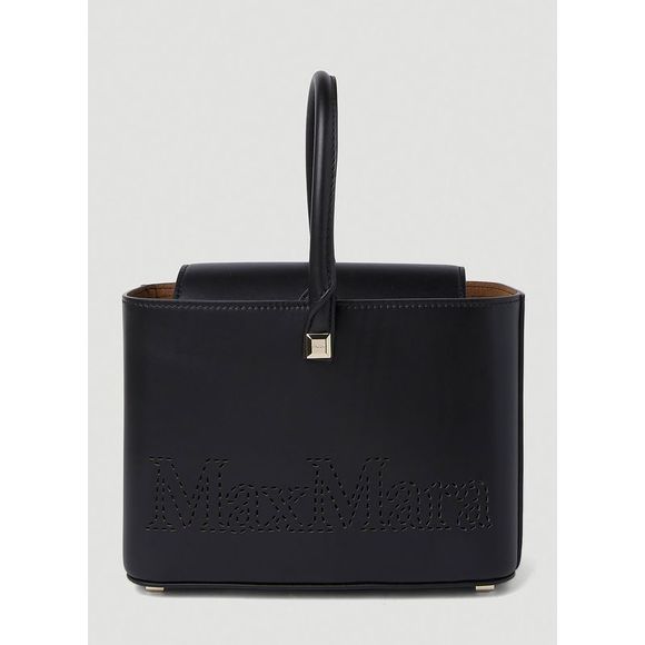 MaxMara | Bags | Max Mara Perforated Logo Shopping Handbag In Black ...